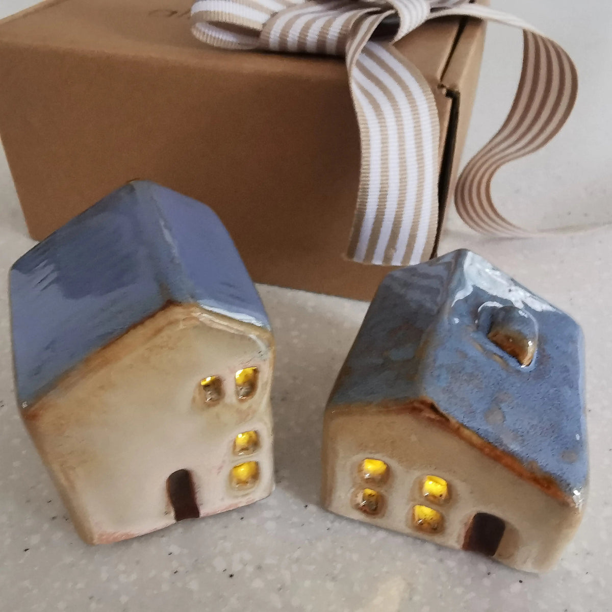 LED House Blue Roof with Reactive Glazed finish rustic look - Almasea