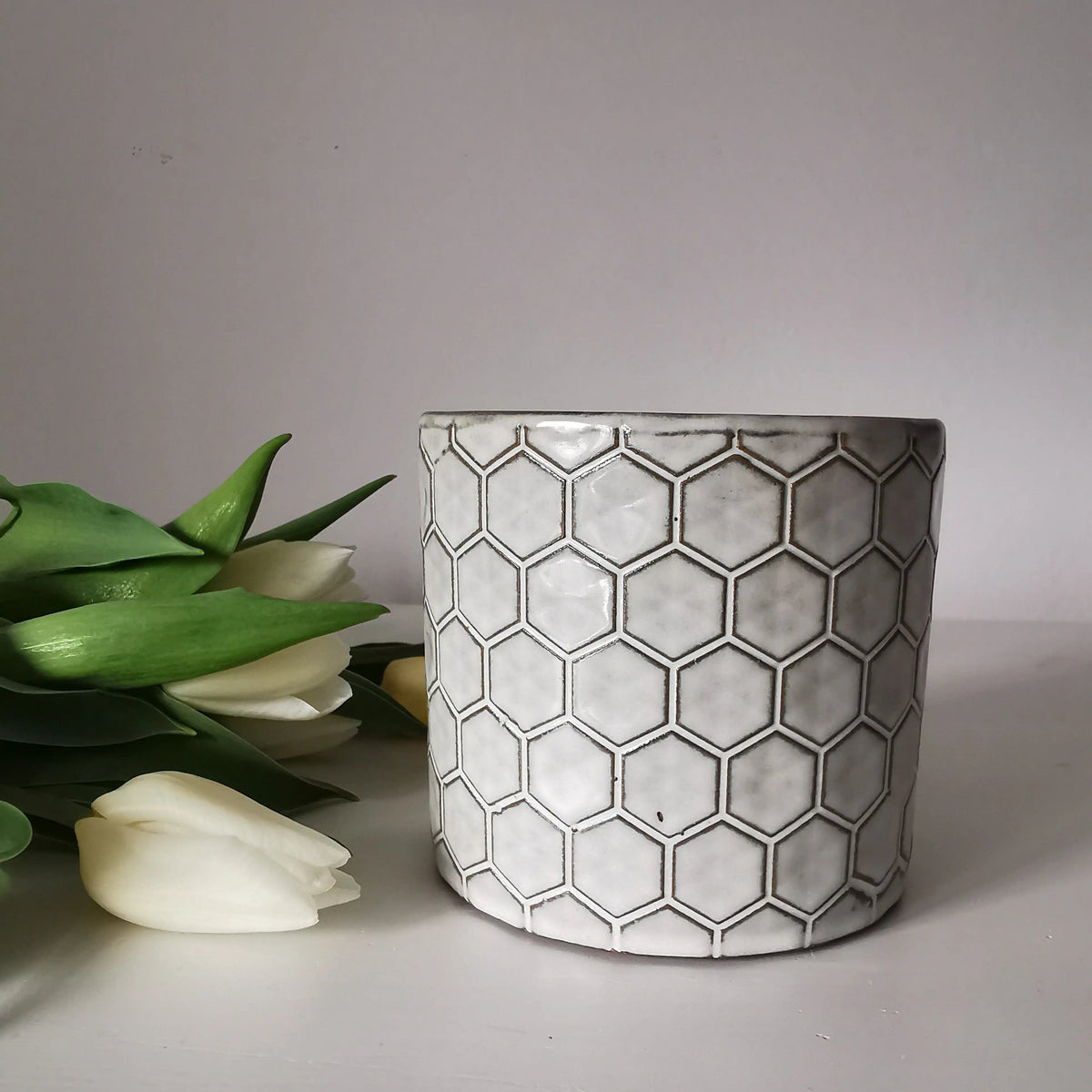 Grey Honeycomb Patterned Ceramic Plant Pots – Almasea